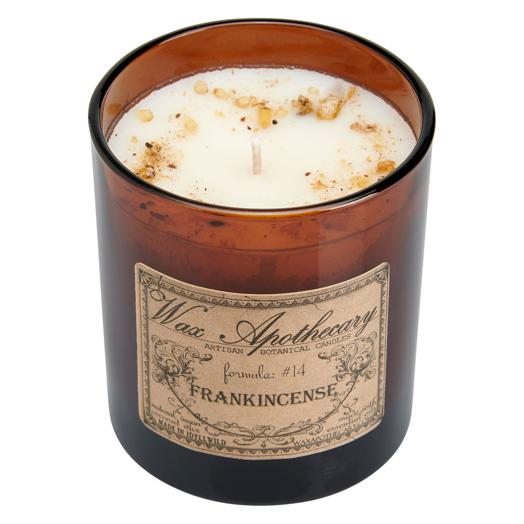 9oz Frankincense Artisan Amber Glass Candle – Wax Apothecary